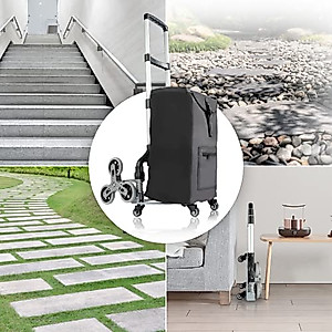 Folding Hand Truck Dolly Cart, Stair Climbing Cart, Trolley Cart with Wheels and Detachable Waterproof Bag, 176lbs Capacity Luggage Cart for Shopping, Moving, Travel, Black (MS2204)