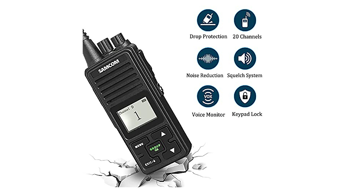 SAMCOM FPCN10A 4 Pack Long Range Walkie Talkies - Heavy Duty UHF Radios