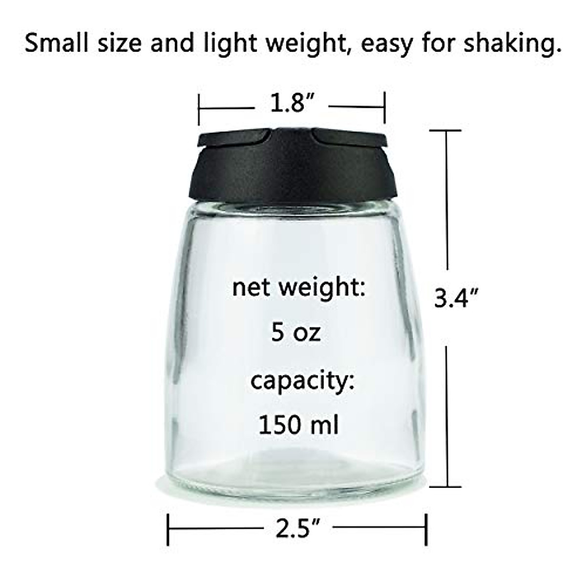 MILEKE Salt and Pepper Shakers, Moisture-Proof Condiment holders 150ML, 2/pack