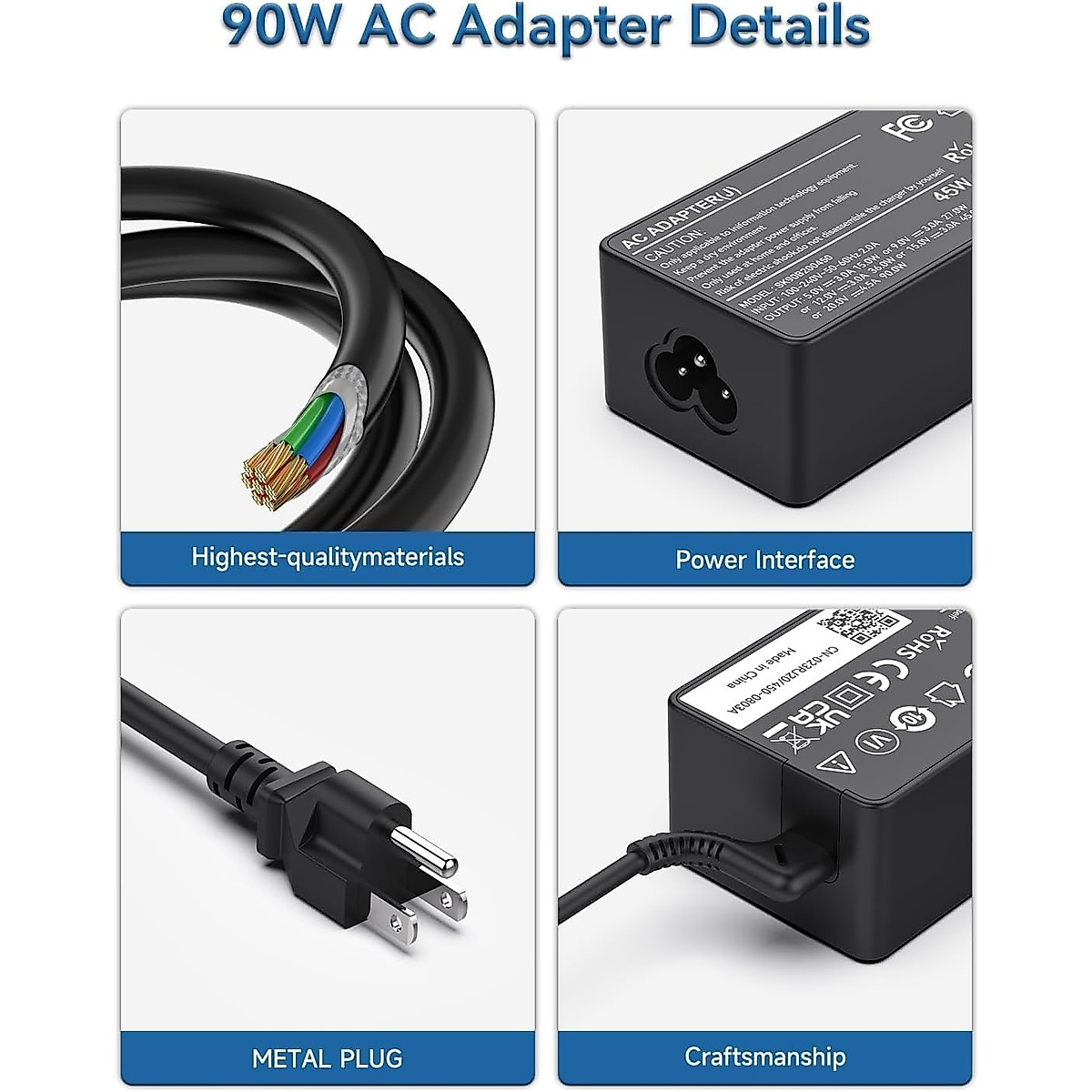 45W USB-C Laptop Charger for Chromebook Hp Dell Acer Asus Lenovo Samsung Laptop USB-C Adapter Power Cable More Device Type C Fast Charging