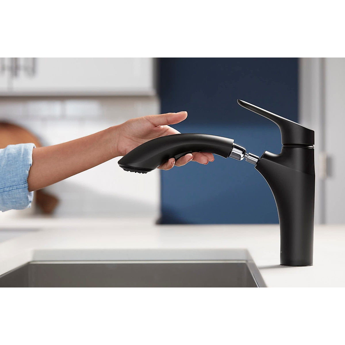 Kohler 30468-CP Rival Single Handle Pull-Out Kitchen, Laundry, Utility Sink Faucet, Polished Chrome, 1.5 gpm