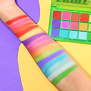 UCANBE Colorful Makeup Eyeshadow Palette 15 Shades Neon Rainbow Shimmer Matte Eye Shadow, Vibrant High Pigmented Blendable Make Up Pallets Kit - Fruit Punch