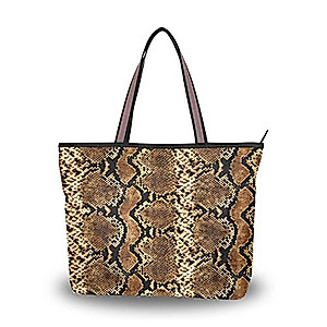 QMXO Snake Skin Print Handbags and Purse for Women Tote Bag Large Capacity Top Handle Shopper Shoulder Bag