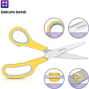 Scissors Bulk of 6-Pack, Taotree 8" Scissors All Purpose Comfort Grip Sharp Scissor for Office School Supplies, Classroom Student Teacher Craft Sewing Fabric Scissor, Paper Cutter, Scrapbook Supplies