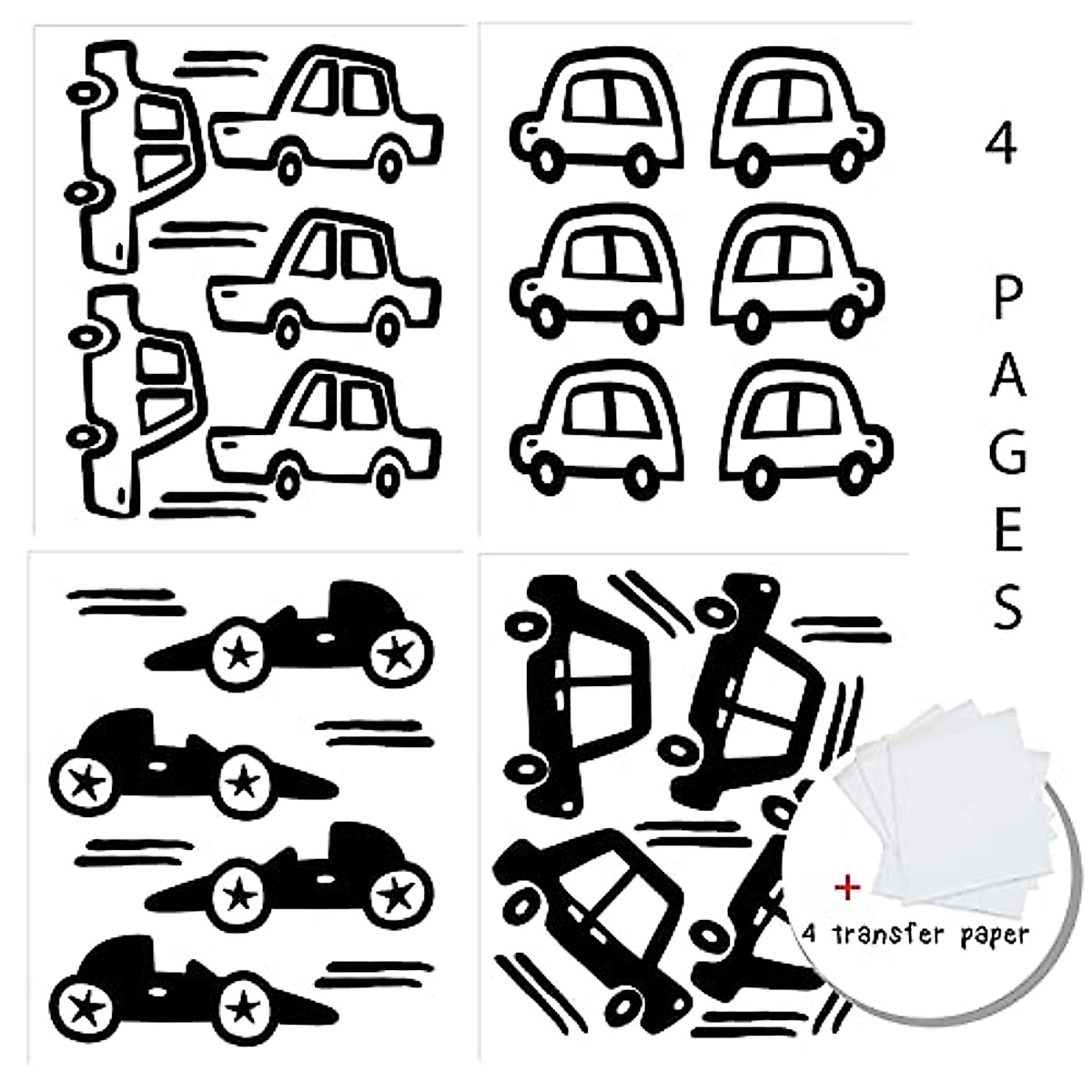 The Boho Design Cars Wall Decals Peel and Stick for Kids, Baby Bedroom Nursery and Living Room. 34 Adhesive Vinyl Wall Stickers Decor. 19 Cars. Original Artist Design (Black)