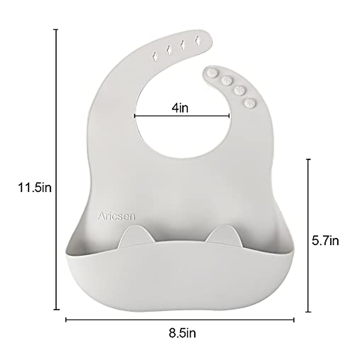 Aricsen 3 Pack Silicone Baby Bibs for Babies & Toddlers (6-72 Months), Adjustable Fit Waterproof Feeding Bibs, Easy Wipe Clean, Soft, Unisex, with Pouch, Non Messy Babies Boys Girls (3 Colors)