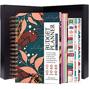 PLANBERRY Budget Planner & Monthly Bill Organizer with Pockets Premium – Home Finance & Bill Payment Organizer – Budgeting Book with Income & Expense Tracker - 7x8.5″ Hardcover (Tropical Night)