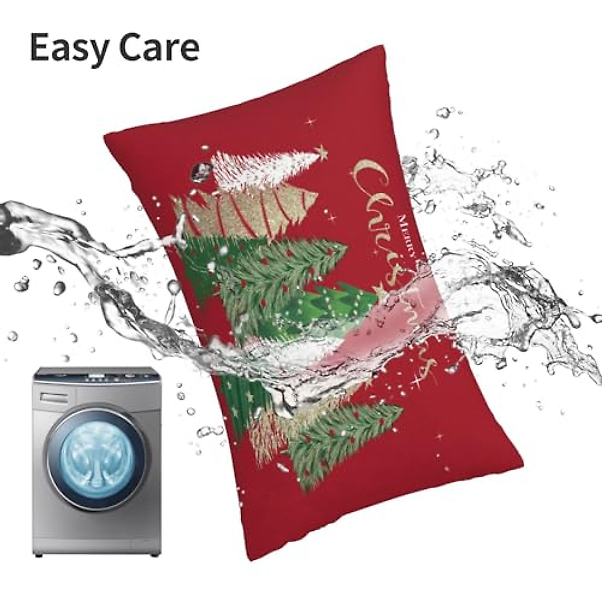 AELUTYSH Red Christmas Pillow Covers 12x20 Inch Set of 2, Christmas Tree Gold Star Decorative Throw Pillows Winter Pillow Case Holiday Christmas Decor Lumbar Cushion Cover for Home Sofa Couch