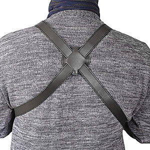 DONGKER Dual Pistol Shoulder Holster,Leather Concealed Carry Dual Gun Holster with Adjustable Strap for Height 67.7"-72.8" Festival Cosplay