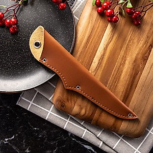 Blades Knife Push Button 5 Pcs Chef Knife PU Leather Knives Sleeves Knife Guards Universal Knife Cover Blade Case for Home Kitchen Universal Filet Knife 8 Inch