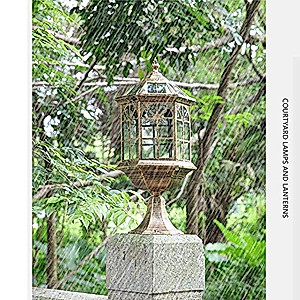 IP65 Waterproof Solar Column Head Light Outdoor Garden Landscape Street Light Home Door Column Wall Post Lamp Villa Patio Security Light Exterior Post Light Pillar Lamp Decorative Lantern
