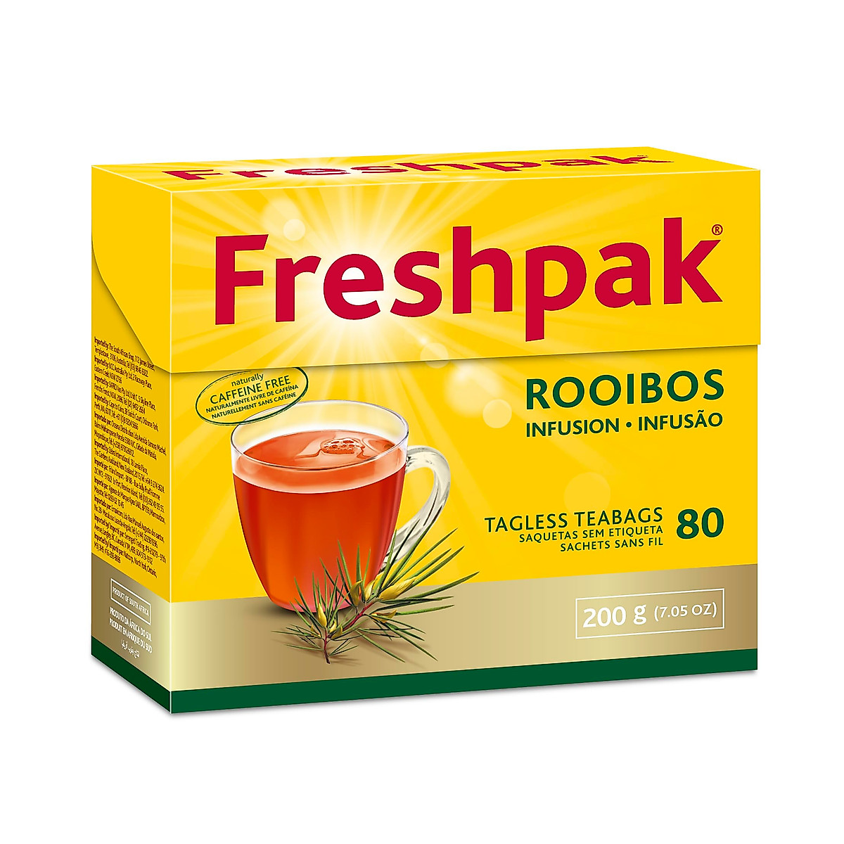 Freshpak Pure Rooibos Tea 80 Tagless Bags 80 Count (Pack of 4)