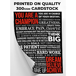 HoneyKICK A Champion's Mantra Motivational Poster - 12 x 16 Inch Cardstock Print - Inspirational Wall Art Décor For Bedroom, Office, Gym