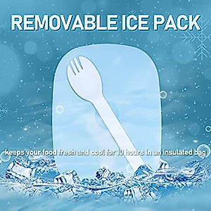 FITHOME Freezer Lunch Box Container,1.3L Reusable Salad Lunch Containers with Built-In Ice Pack & Fork,Leakproof,BPA-Free-3 Compartments for Adults