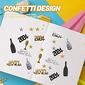 VILLCASE 3 Bags 2024 New Year Confetti Shinny 2024 New Years Eve Party Supplies Happy New Year Confetti Star Sprinkles Table Decorations for Holiday Decorations