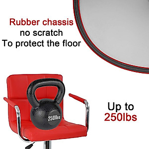 BestOffice Modern Bar Stool Set of 2 Barstools Armrest Height Adjustable Counter Stools Bar Chairs Swivel Bar Stool PU Leather Hydraulic Dining Room Chairs Home Kitchen Stools (Red)