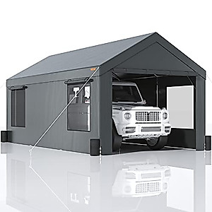 VEVOR Carport 12'x20' Heavy Duty Portable Garage, Upgraded Extra Large Car Canopy with Roll-up Ventilated Windows, Removable Sidewalls, Waterproof UV Resistant All-Season Tarp for Pickup Truck & Boat