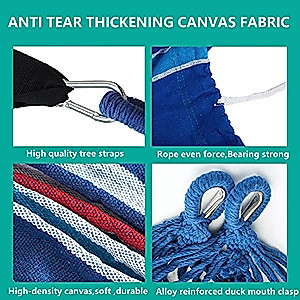 Double Cotton Hammock 2 Person Brazilian Fabric Hammock with Tree Straps Metal Carabiner Ropes and Carrying Bag for Garden Patio Backyard Outdoor/Indoor