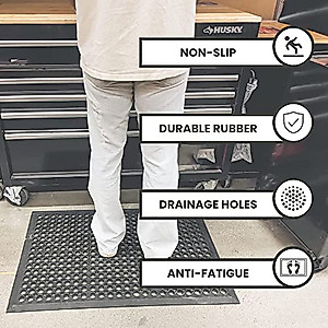 Envelor Anti Fatigue Rubber Floor Mat Restaurant Kitchen Drainage Mat Door Mats Durable Non-Slip Bar / Utility Mat Indoor Outdoor Wet Area 24" x 36"