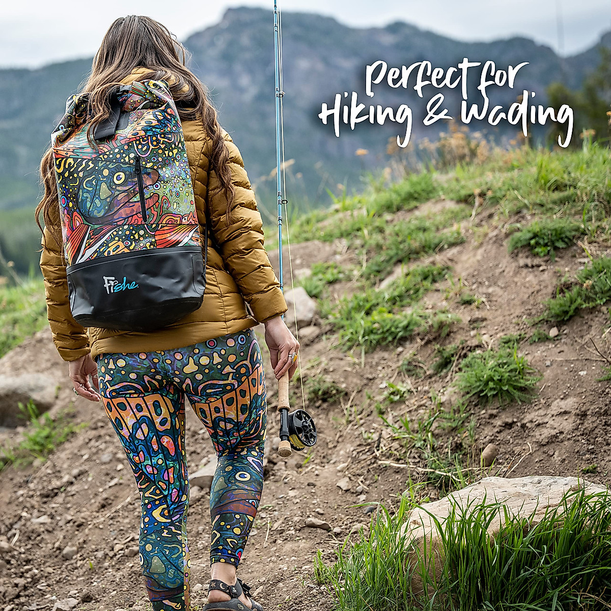 Fishe Wear Waterproof Dry Bag | Beach Backpack, Kayaking Equipment, Boating Must Haves | Camping, Kayak, Canoe Bags (Brookie)