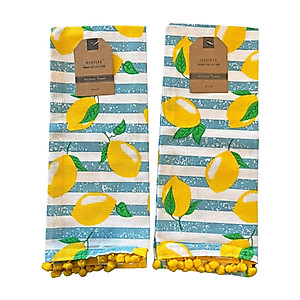Lunch Money Set of 2 Lemons Lemon Themed Kitchen Towels Hand Towels Spring Towels Summer Towels