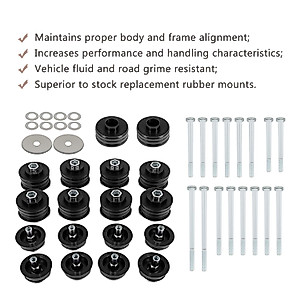 KF04060BK Body Mount Bushing Kit for Ford Super Duty F250 F350 2008-2016 2WD 4WD Polyurethane Body Cab Mounts Steel Sleeves and Hardware Black