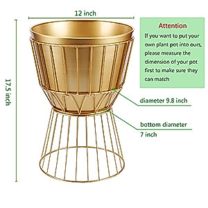 MSTFLOR Metal Plant Stand with Pot 12" - Decorative Metal Plant Holder Stand Indoor, Gold Plant Stand Modern Flower Potted Rack for Corner Display, Living Room, Office, Modern Home Decor - 17.5" Tall