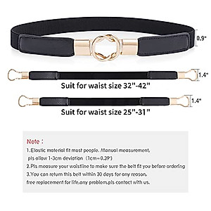 LEACOOLKEY Women Skinny Stretchy Waist Belt for Dress Ladies Elastic Thin Belt Plus Size (E-Black+Brown, Suit for waist size 25"-30")