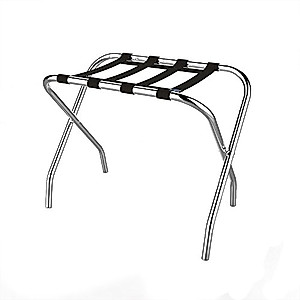Chrome Folding Luggage Rack and Suitcase Stand- Durable Folding Bag Holder with Black Nylon Straps by Lavish Home