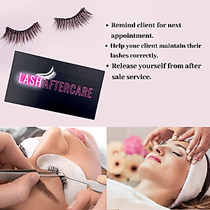 Lash Extension Aftercare Instructions Cards 100 Pack Eyelash After Care Card for Business Client Double Sided Size 3.5 x 2 inches Pink & Black (3.5 * 2 ”, Pink & Black)