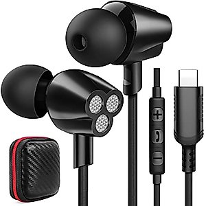 COOYA USB C Headphones Type C Wired Earbuds for Samsung S23 S22 Ultra S21 S20 Galaxy Note 20 DAC Bass Stereo Headsets with Microphone for iPad Pro Air 4 5th in-Ear Earphones for Pixel 7 6 OnePlus 9 10