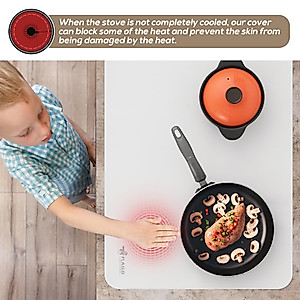 FLASLD Heat Resistant Stove Top Covers for Electric Stove, Fireproof & Waterproof Electric Stove Cover, Glass Stove Top Protector for Prevent Scratches, White-21×29.5 inch