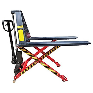 3300LB. Cap, 27" x 45", Lift Height: 3-1/2" to 31-1/2", Manual High Lift Tote Lifters for Skid/Single Sided Pallet Pake Handling Tools