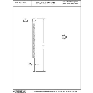 Westbrass D114-05 3/8" x 20" Corrugated Riser for Faucet and Toilet, Polished Nickel