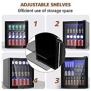 ARLIME Mini Fridge, Drink Cooler, 60 Can, Beverage Refrigerator with Glass Door, Removable Shelves for Soda Beer Wine, Small Drink Refrigerator for Bedroom, Office, Home Kitchen, Bar, 3.2 Cu. Ft.