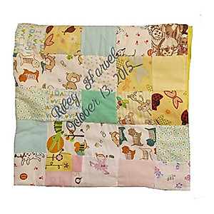 Custom Embroidered, Personalized, Cotton Flannel Patchwork Quilt