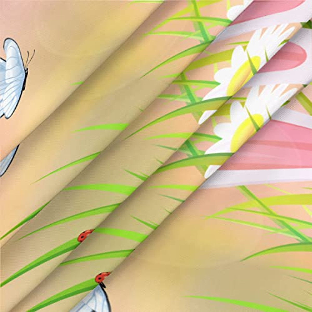 Easter Round Tablecloth with Elastic Edge, Happy Easter Rabbit Bunny Egg Fitted Tablecloth Washable Wipeable Spillproof Polyester Table Cover for Kitchen Dining Party Holiday Fits Round Table 45-56 In