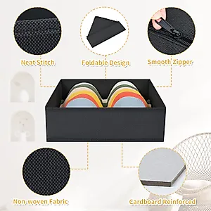 DIMJ Clothes Drawer Organizer, 12 Packs, Foldable Underwear Organizer for Baby Clothes, Tie, Bra, Sock (Black)