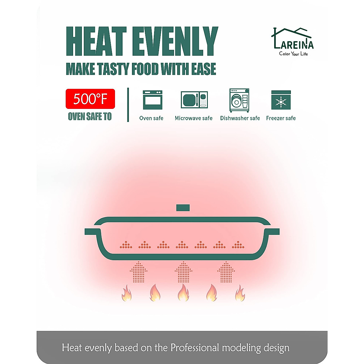 Kitchen Utensil Holder, Lareina Utensil Caddy for Countertop & Lareina Large Ceramic Casserole Dish with Lid