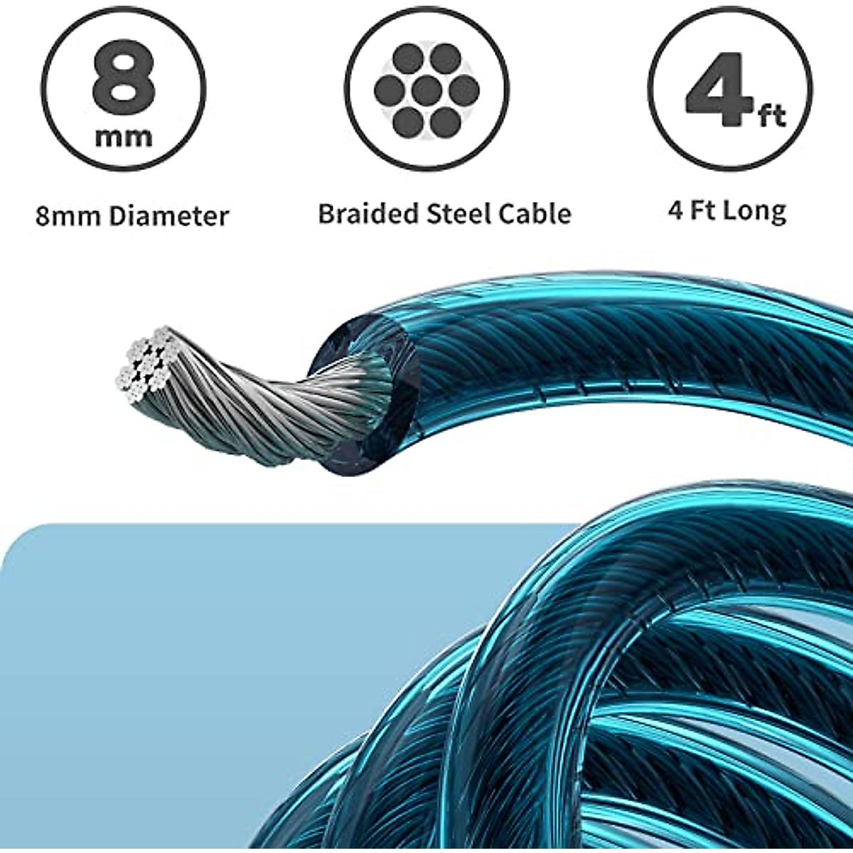 Titanker Bike Lock Cable, 4 Feet Bike Cable Lock Basic Self Coiling Kids Bike Lock Combination with Complimentary Mounting Bracket, 5/16 Inch Diameter (4FT, Blue-8mm)