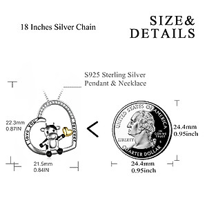 POPLYKE Heart Cow Necklace Sterling Silver Cow jewelry for Women Daughter Necklace