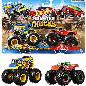 Hot Wheels Monster Trucks Demolition Doubles, Set of 2 Toy Monster Trucks in 1:64 Scale (Styles May Vary)