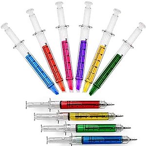 BestGrew® 4 Syringe Pens + 6 Syringe Highlighters Fluorescent Needle Watercolor Pen