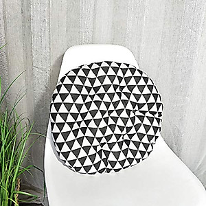 vctops Bohemian Soft Round Chair Pad Garden Patio Home Kitchen Office Seat Cushion Black White Diameter 16"
