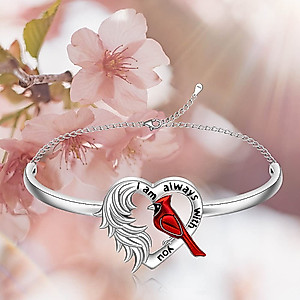 Iringnier Cardinal Bracelet for Women Heart Angel Wing When a Cardinal Appears Your Loved One Is Near Inspirational Memory Memorial Bracelet for Loss Of Loved One Gifts
