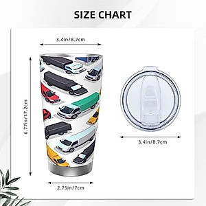 AYCZN Truck Car 20 OZ Tumbler Stainless Steel Travel Coffee Mug, Transport Insulated Water Bottle with Lid Leakproof Thermal Cup