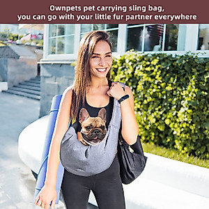 Dog Carrier Sling - Puppy Sling Carrier with Adjustable Shoulder Strap, Reversible Puppy Carrier Purse with Storage Pocket, Hand-Free Dog Sling Carrier for Carry Small Dogs, and Cats (Gray)