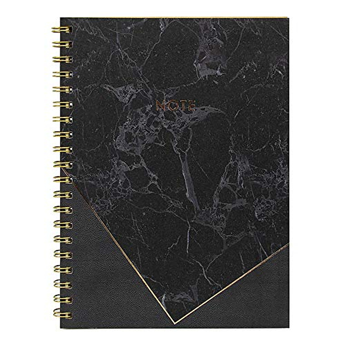Jessydream Hardcover Notebook,Marble Spiral Journal Notebook, 7.52”x10.3”, 160 Pages Thick College Ruled Paper, Double Wire-O (Black)