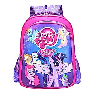 MY L. Pony Backpacks Bookbag Cute Pony Princess Style School Book Waterproof Multi Storey Bags