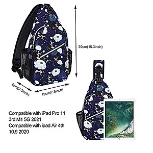 MOSISO Sling Backpack, Multipurpose Travel Hiking Daypack Pasqueflower Rope Crossbody Shoulder Bag, Blue